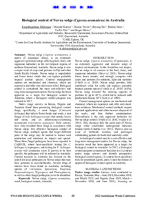 Biological control of Navua sedge (Cyperus aromaticus) in Australia ...